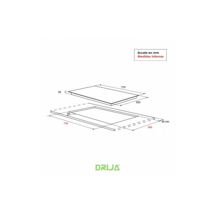 Estufa Empotrable DRIJA ALEMANIA 76 INDUCCION | 76 CM | Cubierta de Vi ...